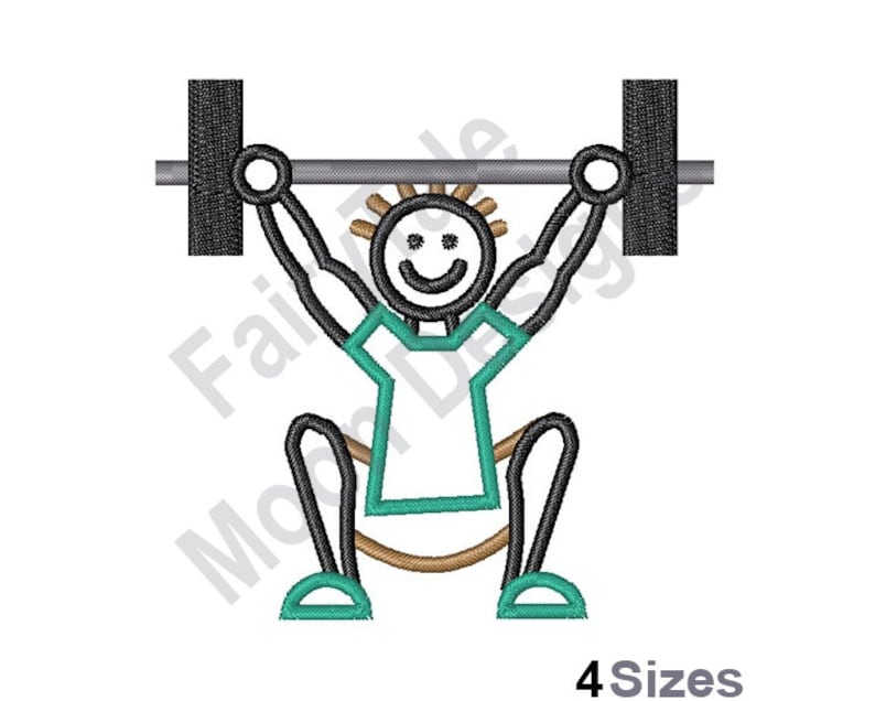 Weightlifter Squat - Machine Embroidery Design, Weightlifter Outline ...