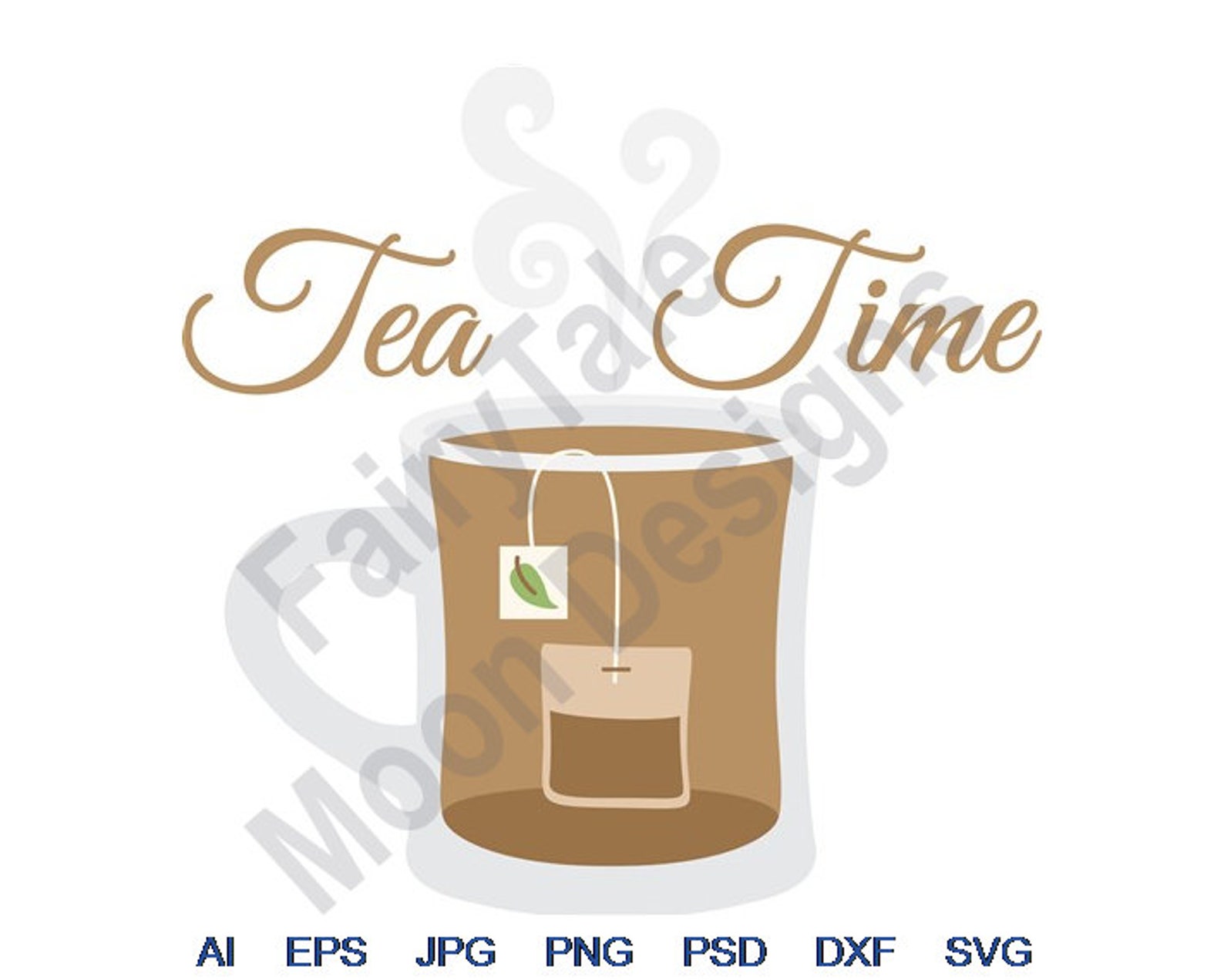 Tea Time Svg Dxf Eps Png Jpg Vector Art Clipart Cut | Etsy