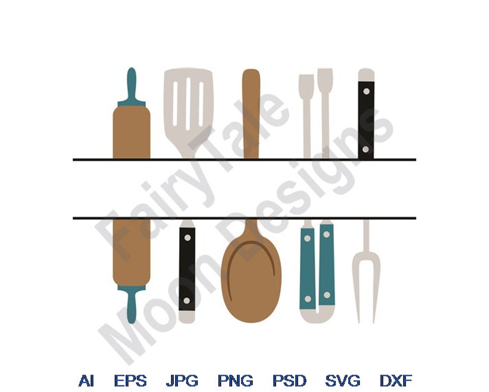Cooking Utensils Svg Dxf Eps Png Jpg Vector Art | Etsy