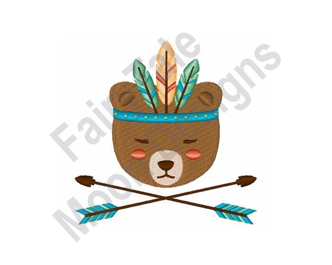 Native American Bear - Machine Embroidery Design, Indian Bear Head ...