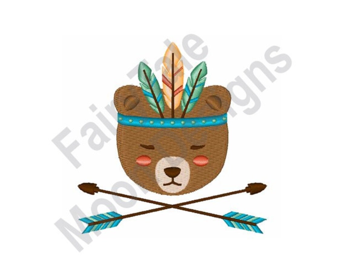 Native American Bear Machine Embroidery Design Indian Bear - Etsy