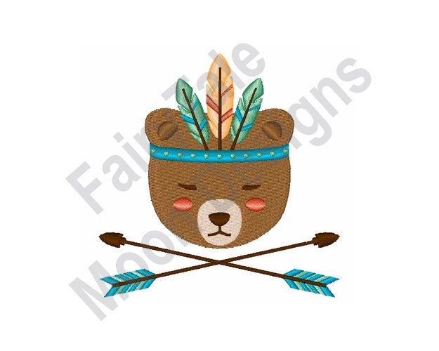 Native American Bear Machine Embroidery Design Indian Bear - Etsy