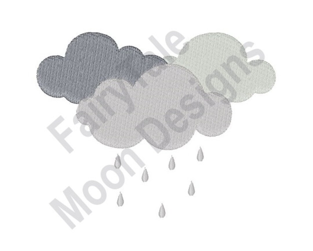Rain Clouds Machine Embroidery Design, Raining Embroidery Pattern ...