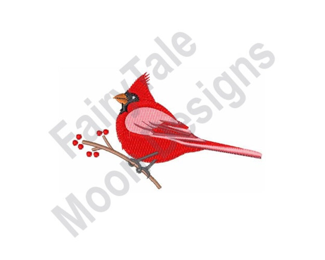Northern Cardinal Machine Embroidery Design, Winter Cardinal Embroidery ...