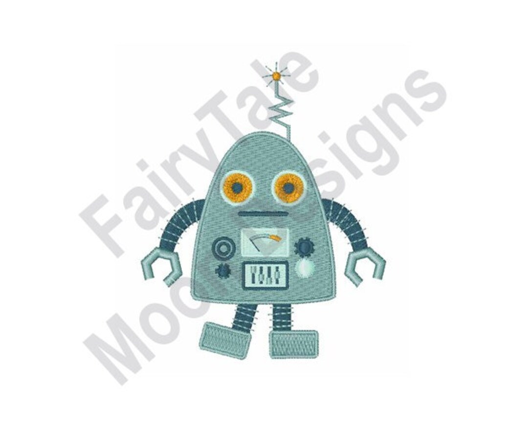 Robot Machine Embroidery Design, Robot Toy Embroidery Pattern, Little ...