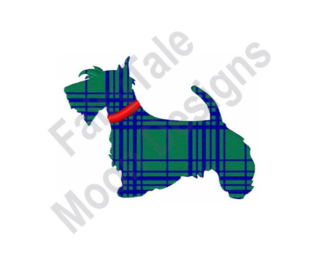 Scottish Terrier Machine Embroidery Design, Tartan Scottie Dog ...
