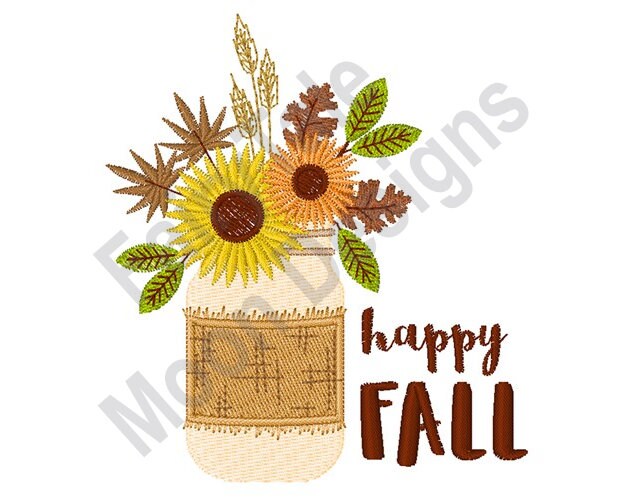 Happy Fall - Machine Embroidery Design, Autumn Harvest Embroidery ...