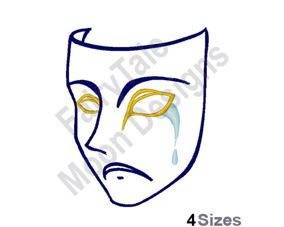 Sad Mask Machine Embroidery Design Theater Face Mask | Etsy