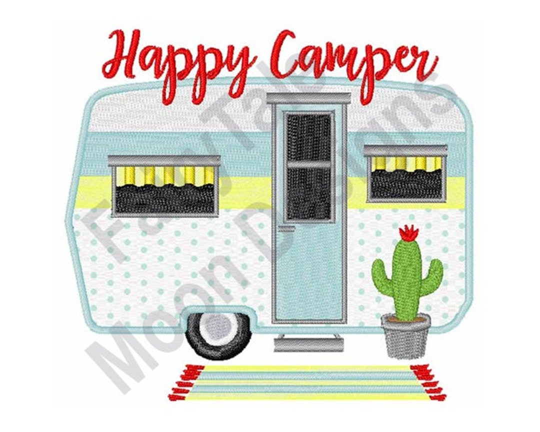 Applique Happy Camper - Machine Embroidery Design, Camping Applique ...