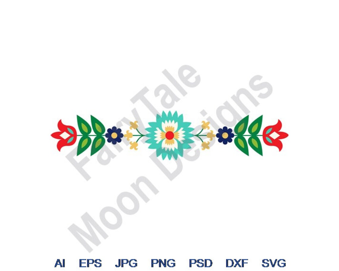 Folk Art Border Svg Dxf Eps Png Jpg Vector Art - Etsy