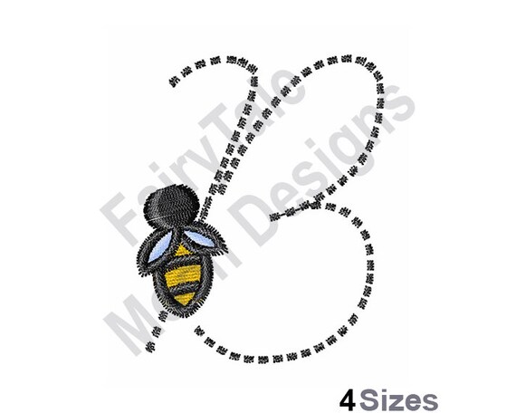 Bee B Machine Embroidery Design Bumble Bee Letter B | Etsy