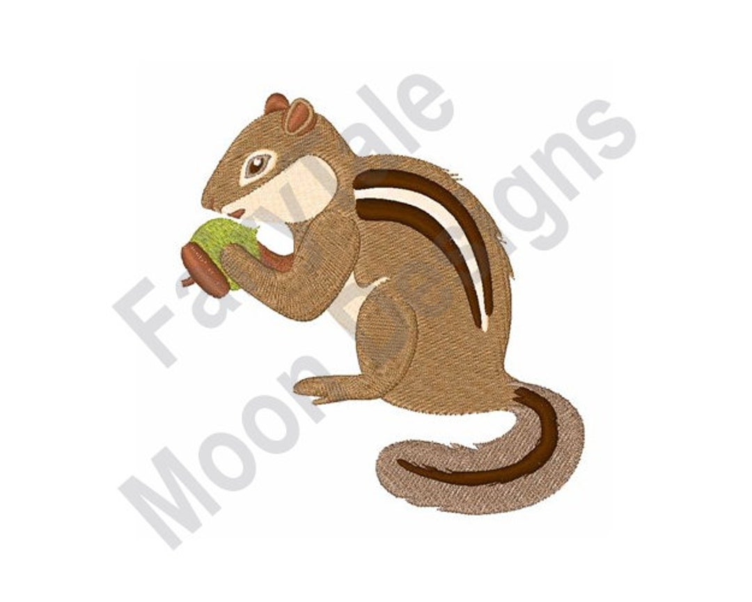 Chipmunk Machine Embroidery Design, Chipmunk With Acorn Embroidery ...