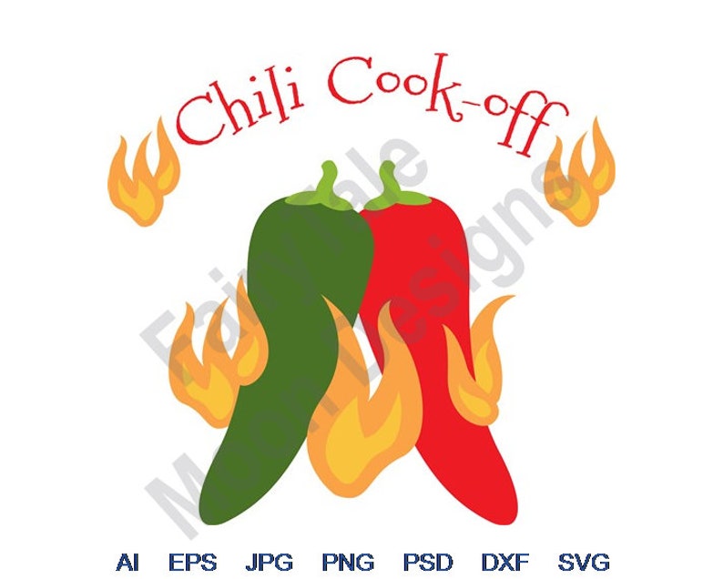 Chili Cook-off - Svg, Dxf, Eps, Png, Jpg, Vector Art, Clipart, Cut File ...