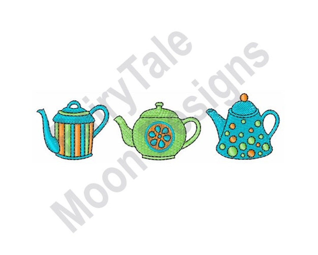 Teapot Border Machine Embroidery Design, Teapot Embroidery Pattern ...