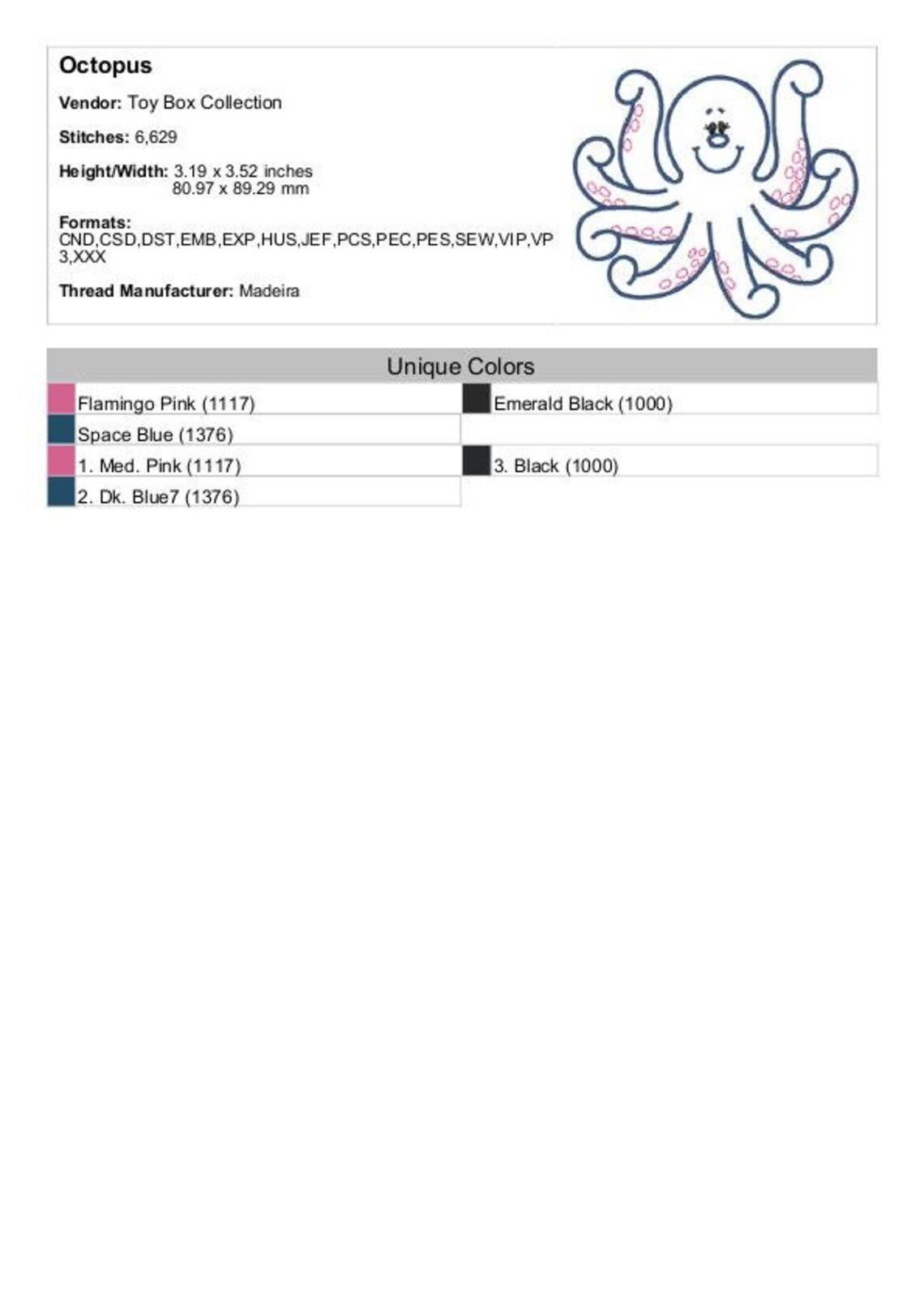 Octopus Machine Embroidery Design Baby Octopus Outline - Etsy