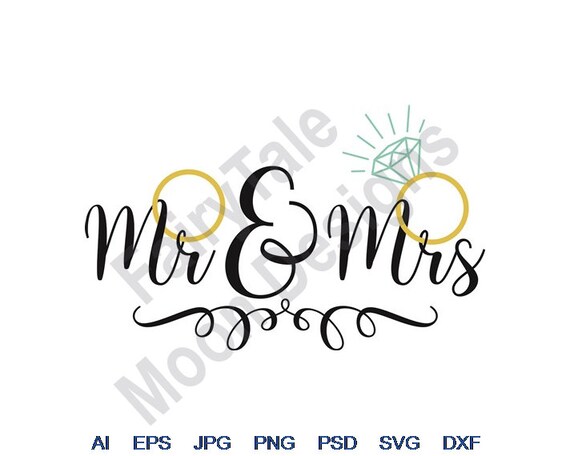 Mr & Mrs Svg Dxf Eps Png Jpg Vector Art Clipart Cut | Etsy