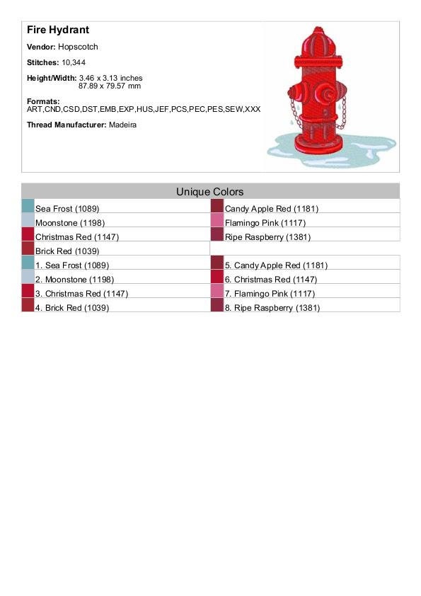 Fire Hydrant - Machine Embroidery Design, Red Fire Hydrant Embroidery ...