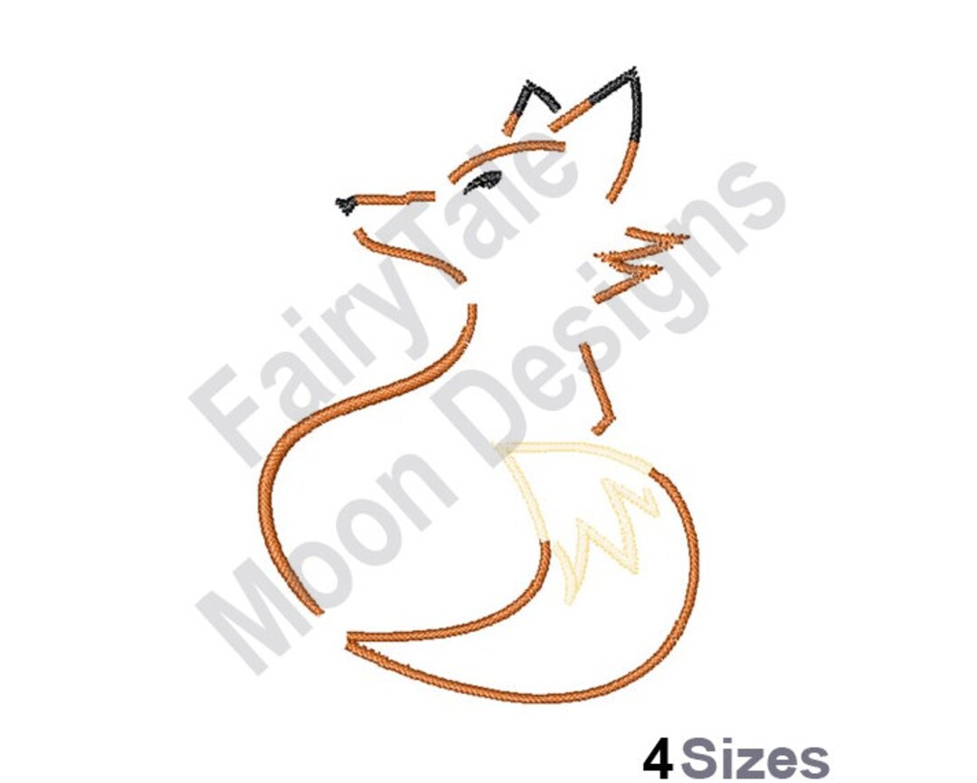 Fox Machine Embroidery Design Fox Outline Embroidery - Etsy