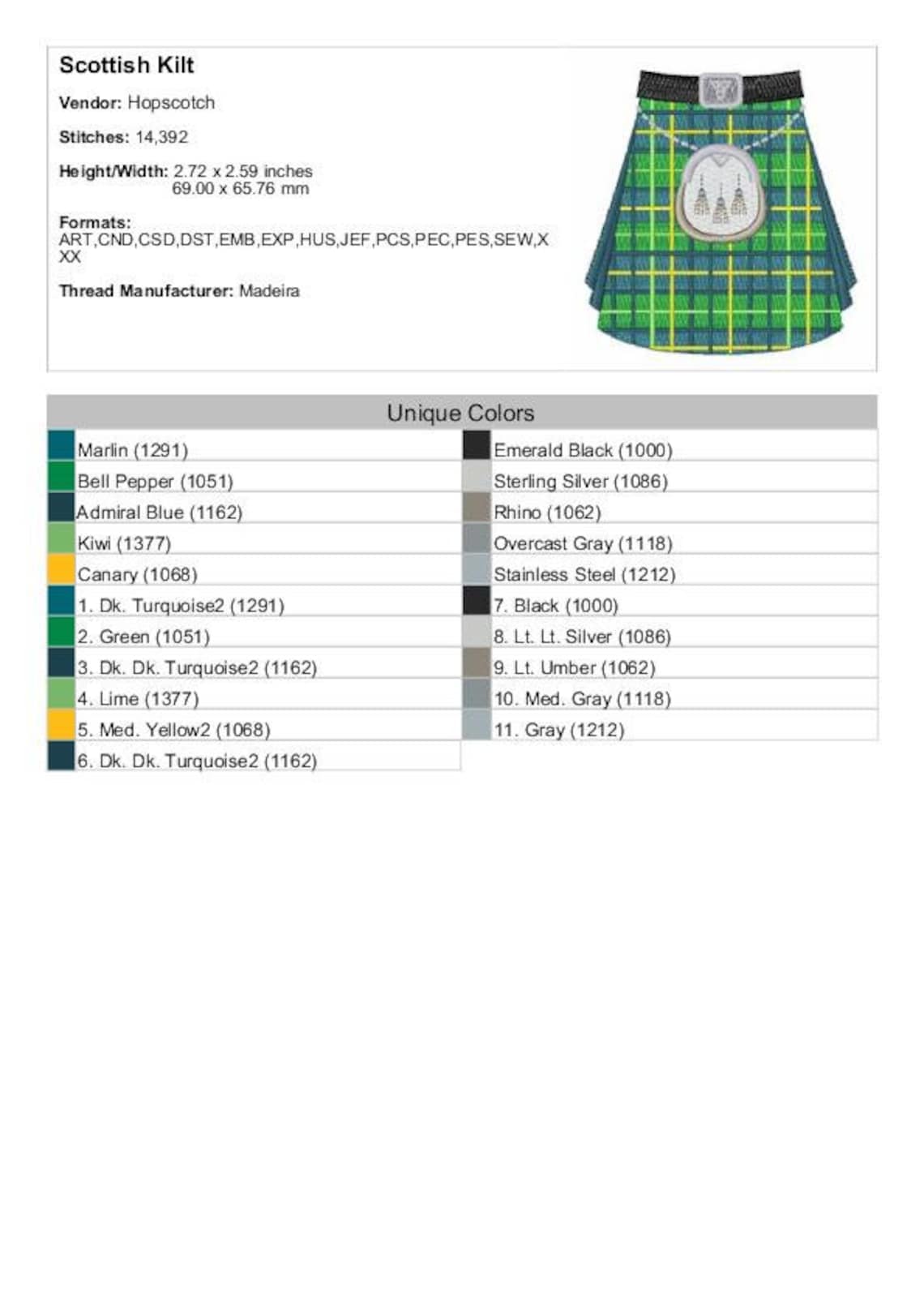 Scottish Kilt - Machine Embroidery Design, Tartan Kilt Design, Scottish ...