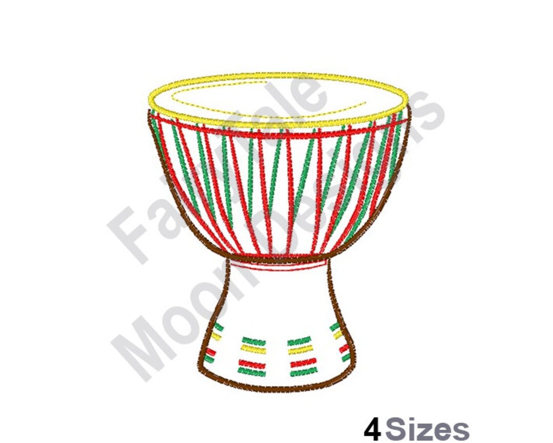 Bongo Outline Machine Embroidery Design, Bongo Drum Embroidery Pattern ...