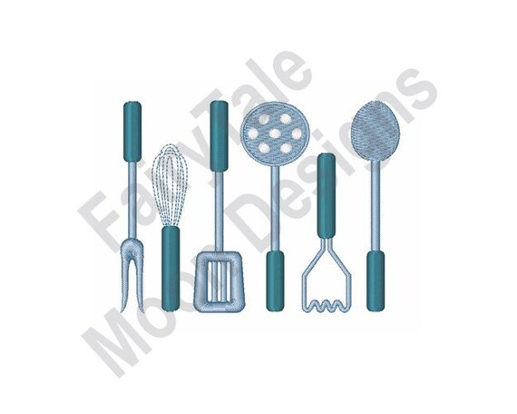 Cooking Utensils Machine Embroidery Design Kitchen Tools - Etsy