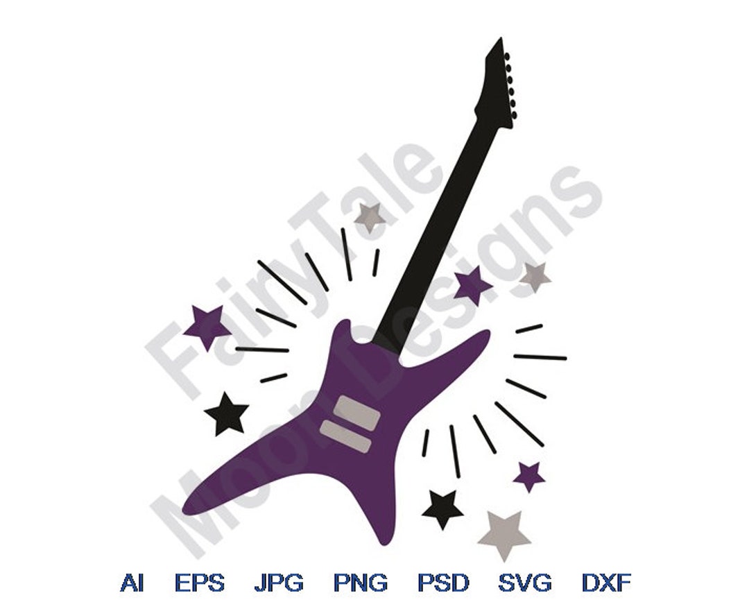 Rock Guitar Svg, Dxf, Eps, Png, Jpg, Vector Art, Clipart, Cut File ...