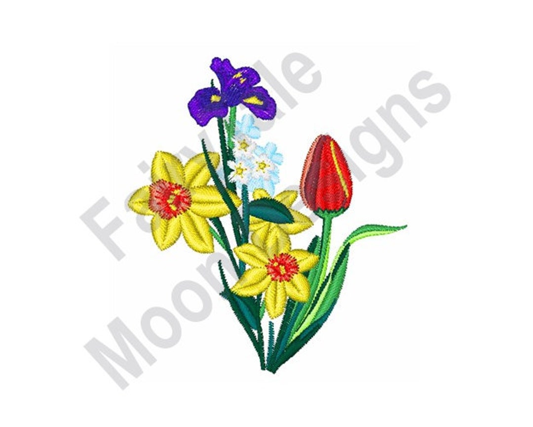 Spring Garden Flowers - Machine Embroidery Design, Floral Arrangement ...