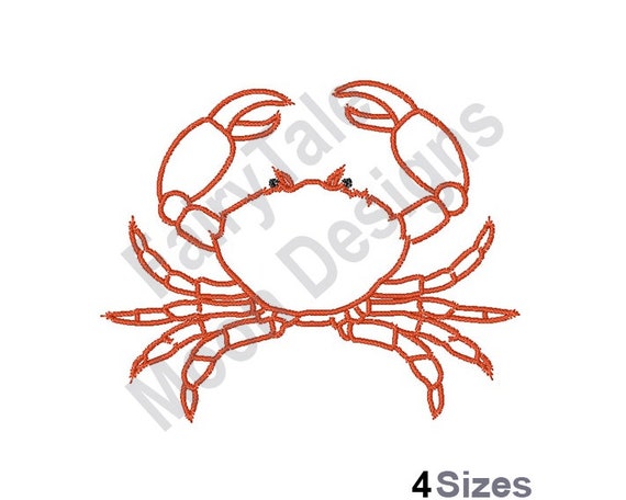 Crab Outline Machine Embroidery Design Red King Crab | Etsy