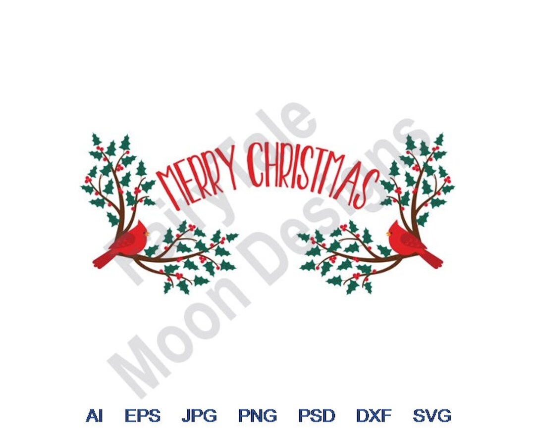 Merry Christmas Birds Svg, Dxf, Eps, Png, Jpg, Vector Art, Clipart, Cut ...
