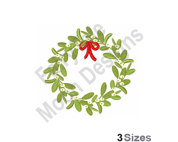 Mistletoe Wreath Machine Embroidery Design Christmas Wreath | Etsy