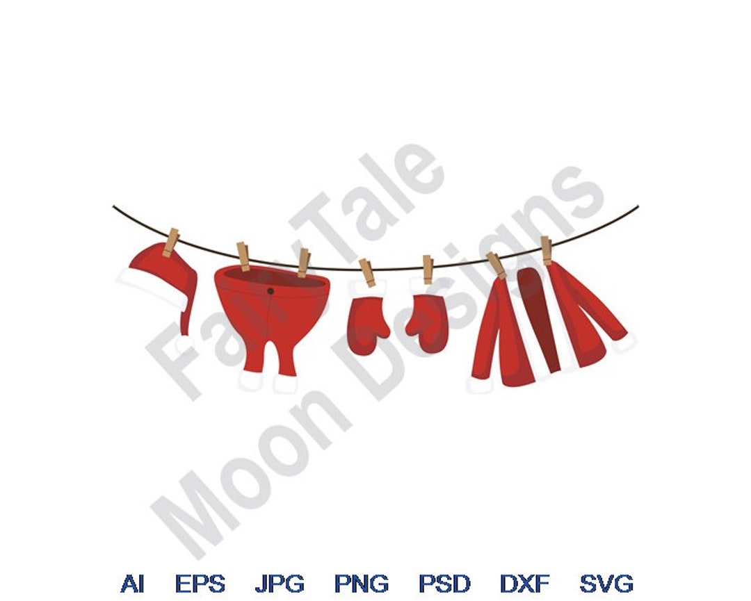 Santa's Clothes Line - Svg, Dxf, Eps, Png, Jpg, Vector Art, Clipart ...