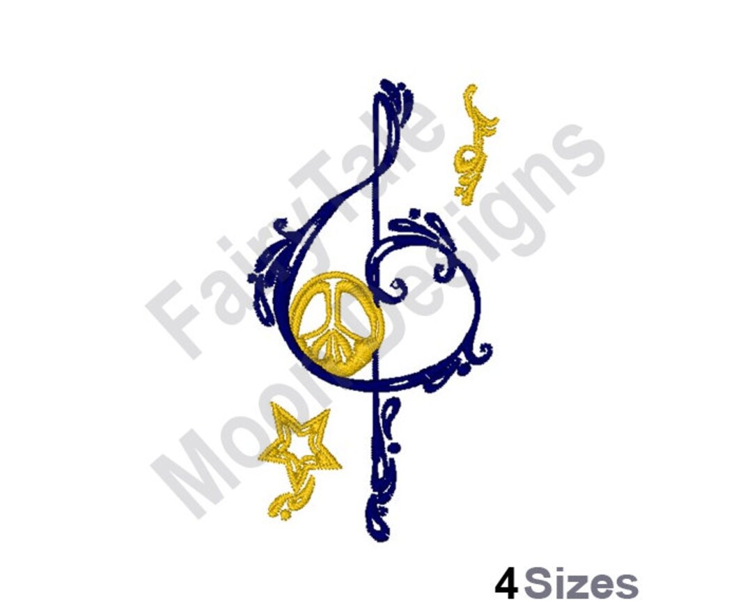 Treble Clef Machine Embroidery Design, Decorated Treble Clef Embroidery ...