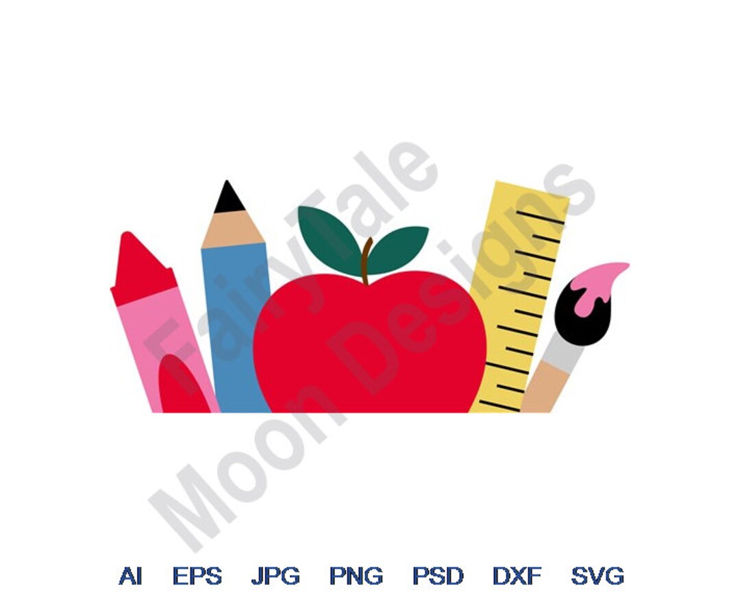 School Supplies - Svg, Dxf, Eps, Png, Jpg, Vector Art, Clipart, Cut ...