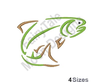 Fish Outline Machine Embroidery Design Trout Outline | Etsy