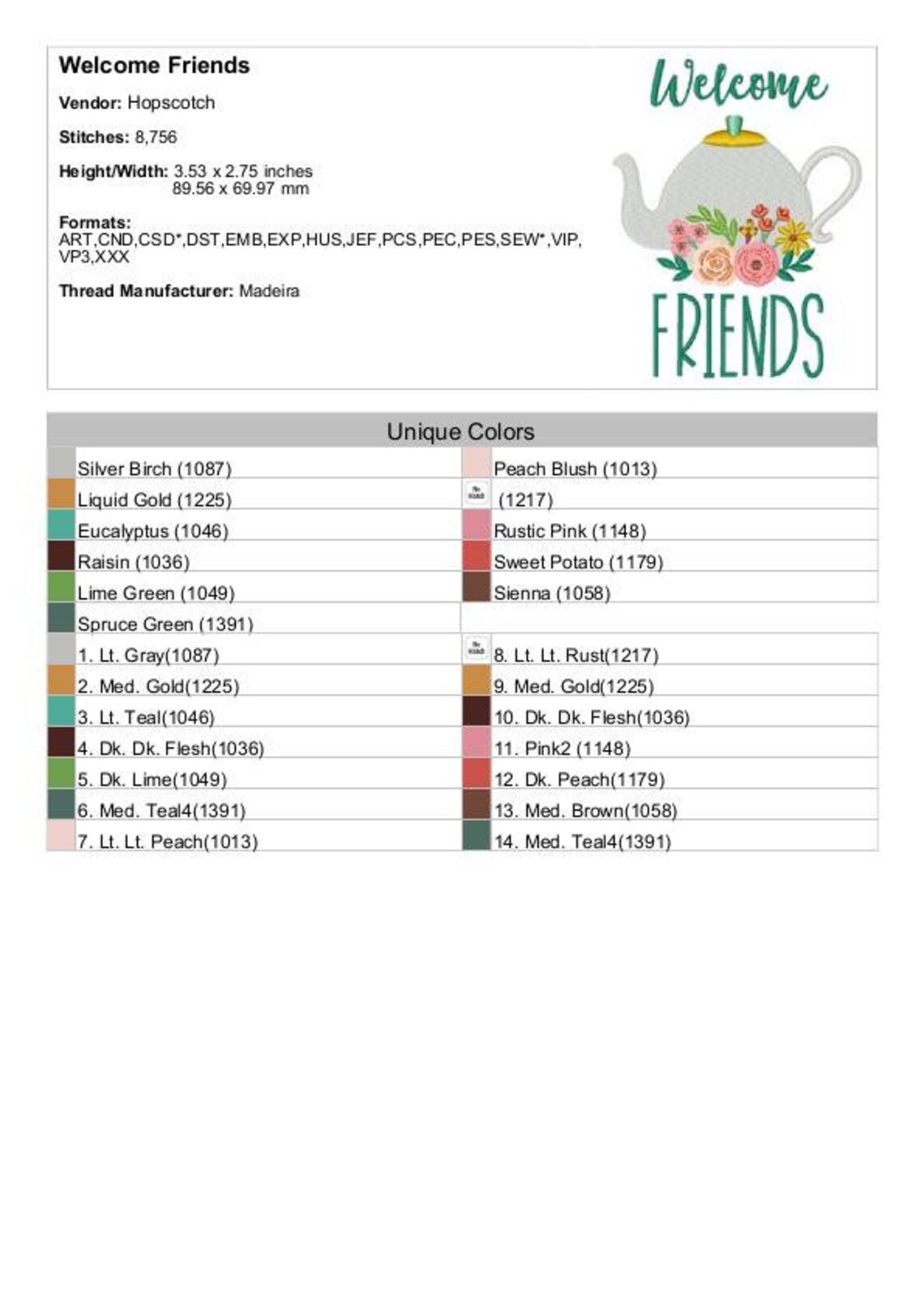 Welcome Friends Floral Teapot Machine Embroidery Design Hot - Etsy