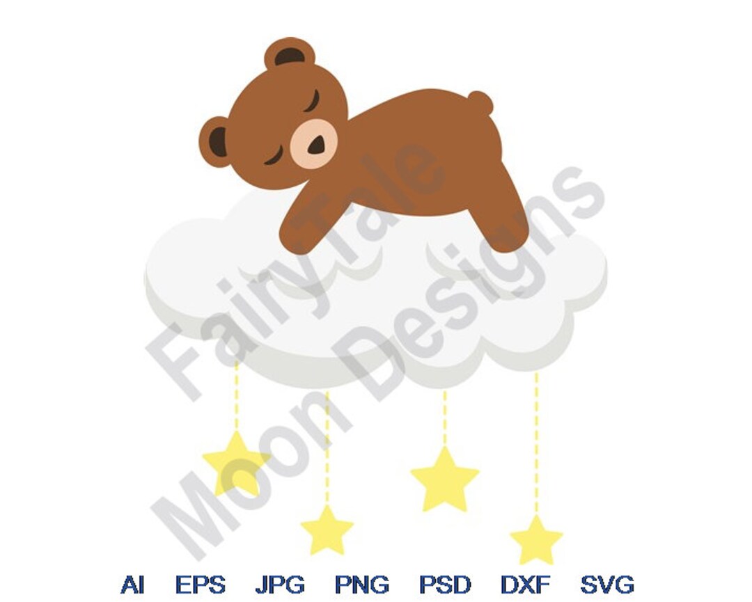 Sleeping Teddy - Svg, Dxf, Eps, Png, Jpg, Vector Art, Clipart, Cut File ...
