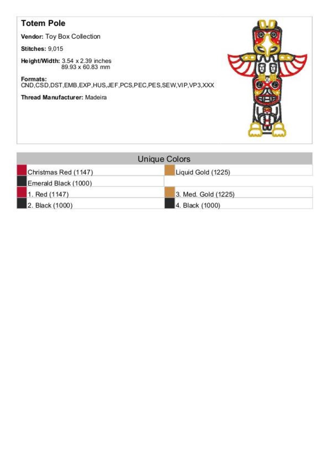 Totem Pole - Machine Embroidery Design, Totem Pole Outline Embroidery ...