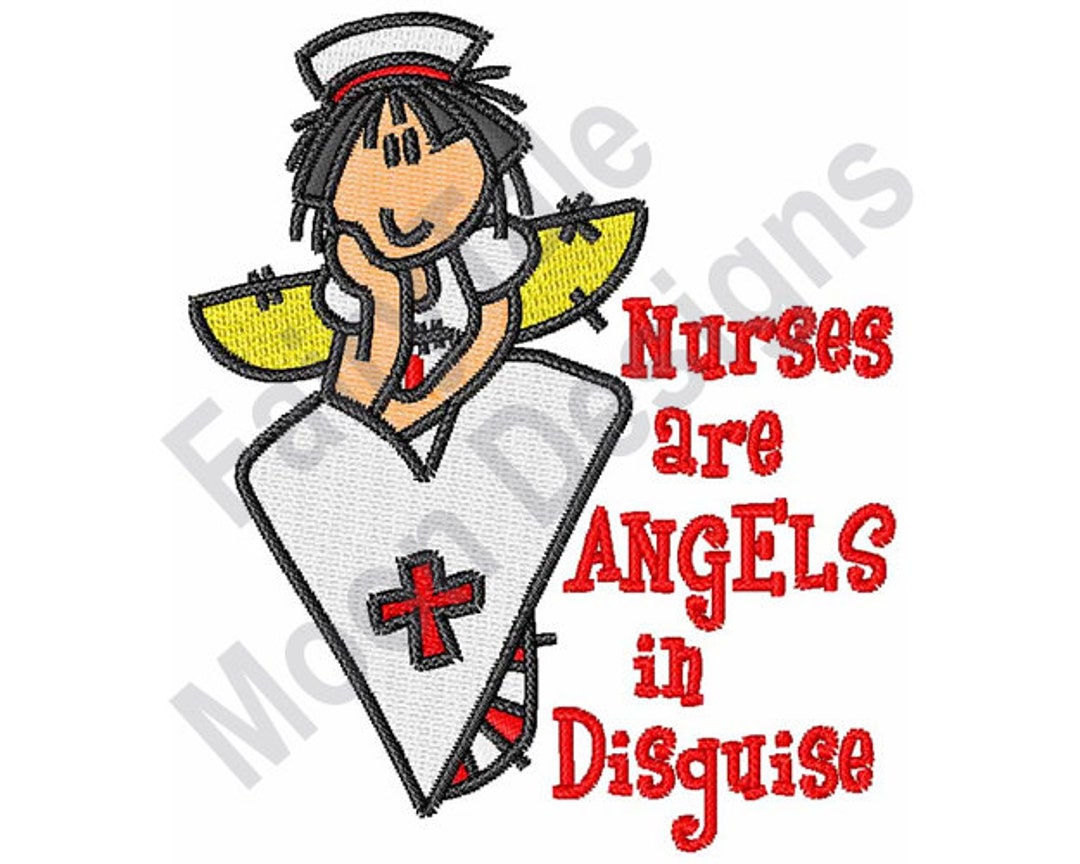 Nurses Are Angels in Disguise Machine Embroidery Design, RN Nurse ...