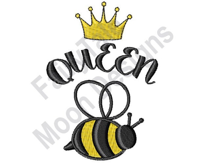 Queen Bumble Bee Embroidery Design Pattern, Crown, Motif Wings (instant ...