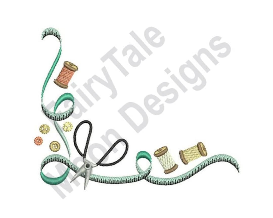 Sewing Corner - Machine Embroidery Design, Tape Measure and Scissors ...