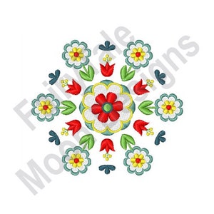 Folk Art Flowers Machine Embroidery Design, Folk Art Floral Circle ...