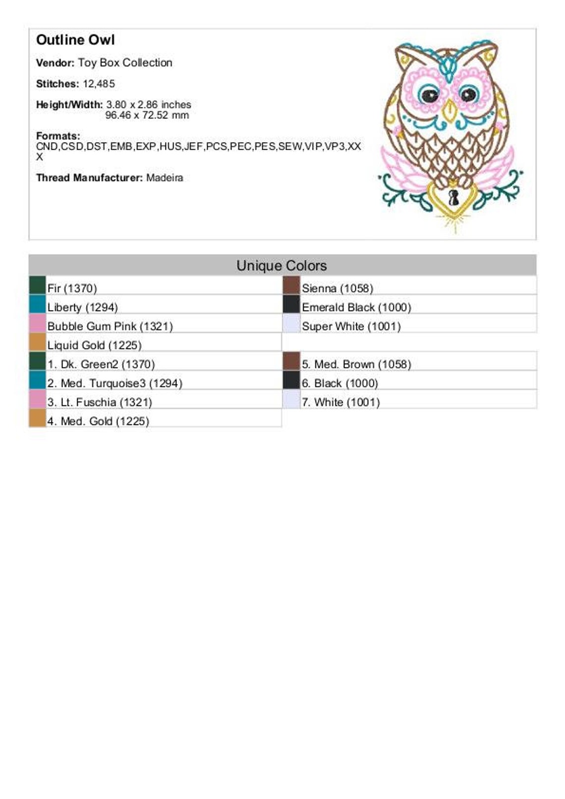 Outline Owl Machine Embroidery Design Decorated Wise Owl | Etsy