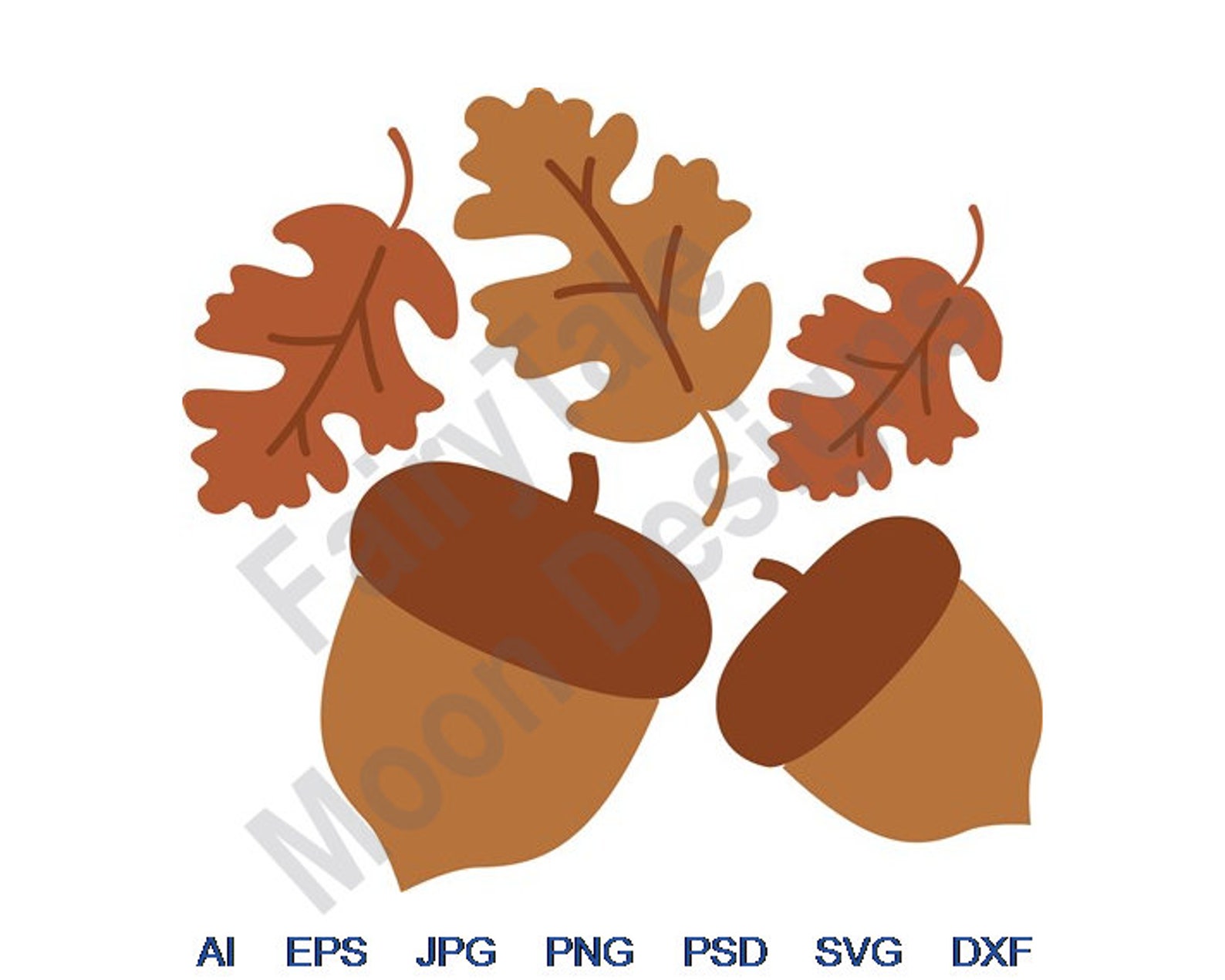 Acorn & Leaves Svg Dxf Eps Png Jpg Vector Art Clipart - Etsy