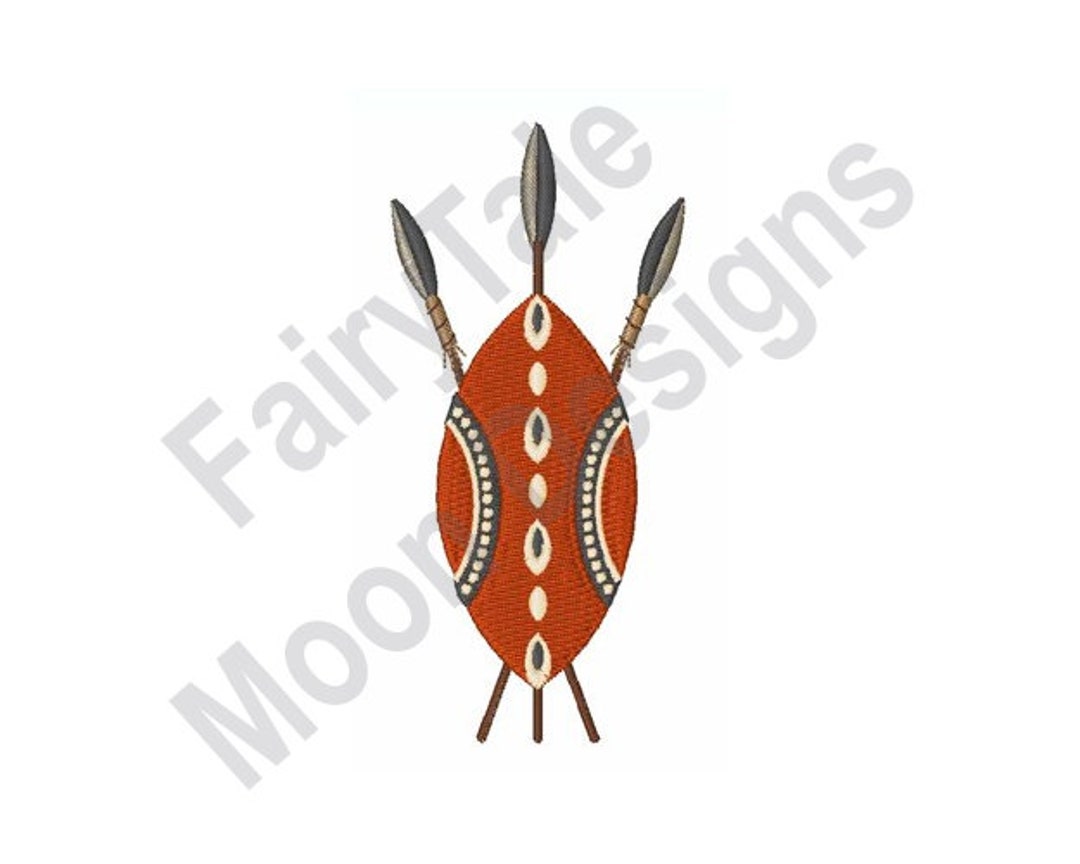 African Shield & Spears - Machine Embroidery Design, African Tribal ...