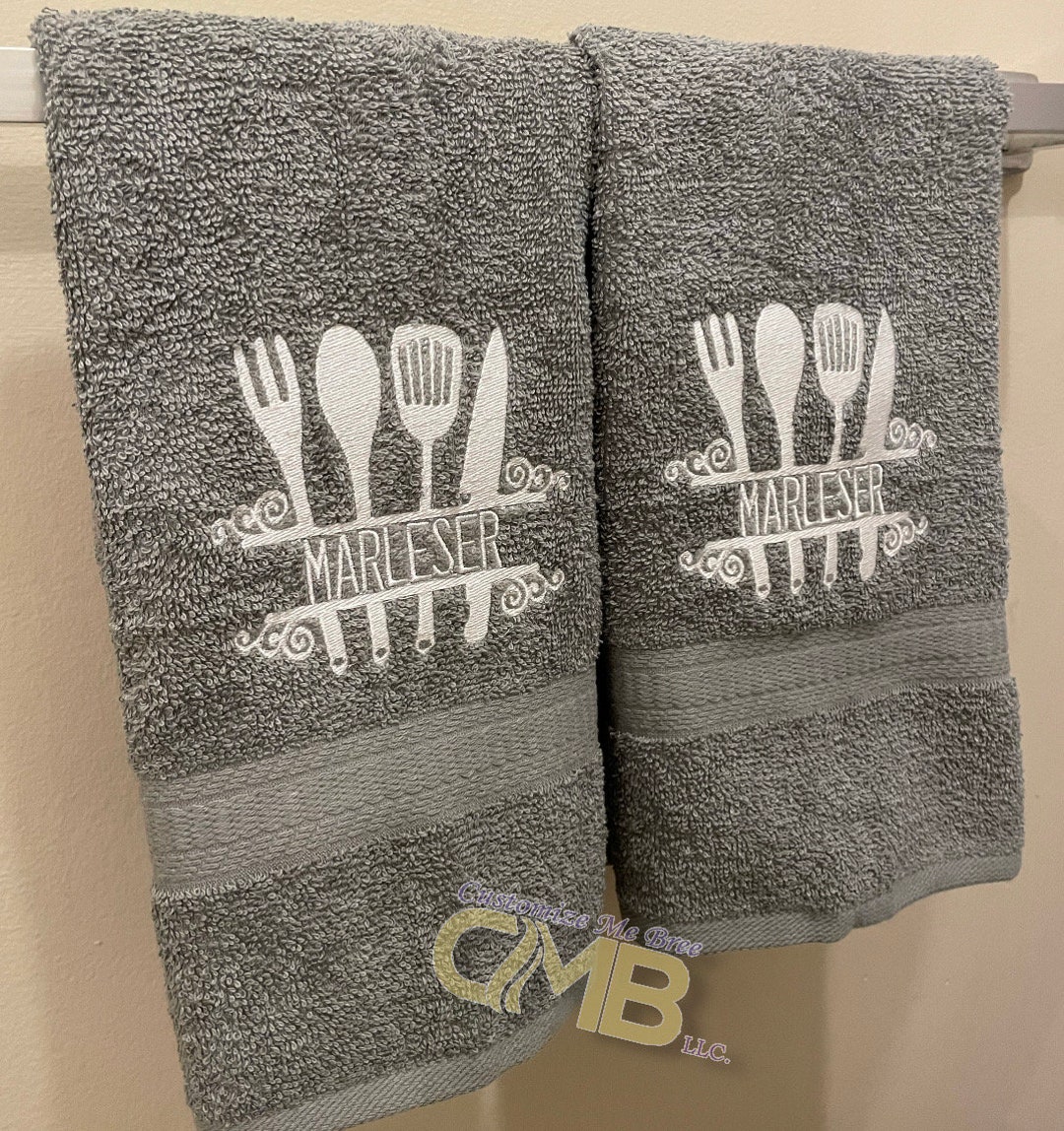Personalized Kitchen Towels Embroidered Monogrammed - Etsy