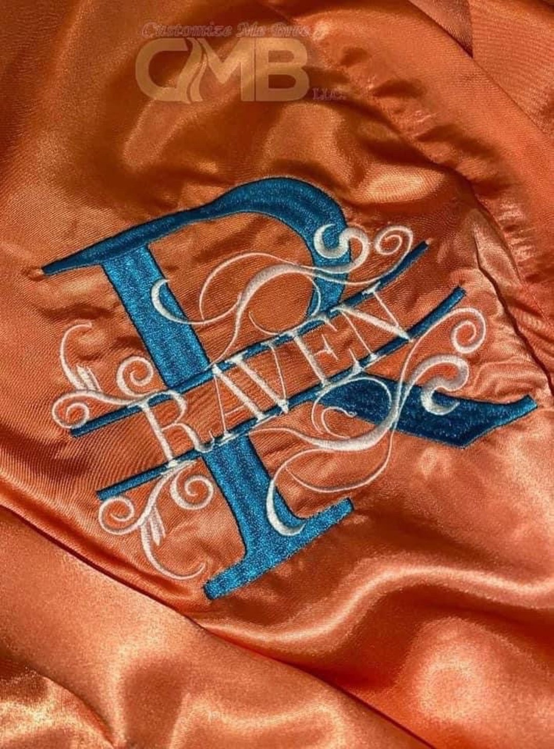 Monogram Embroidery Robe/ Split Monogram Robe/personalized Satin Robe ...