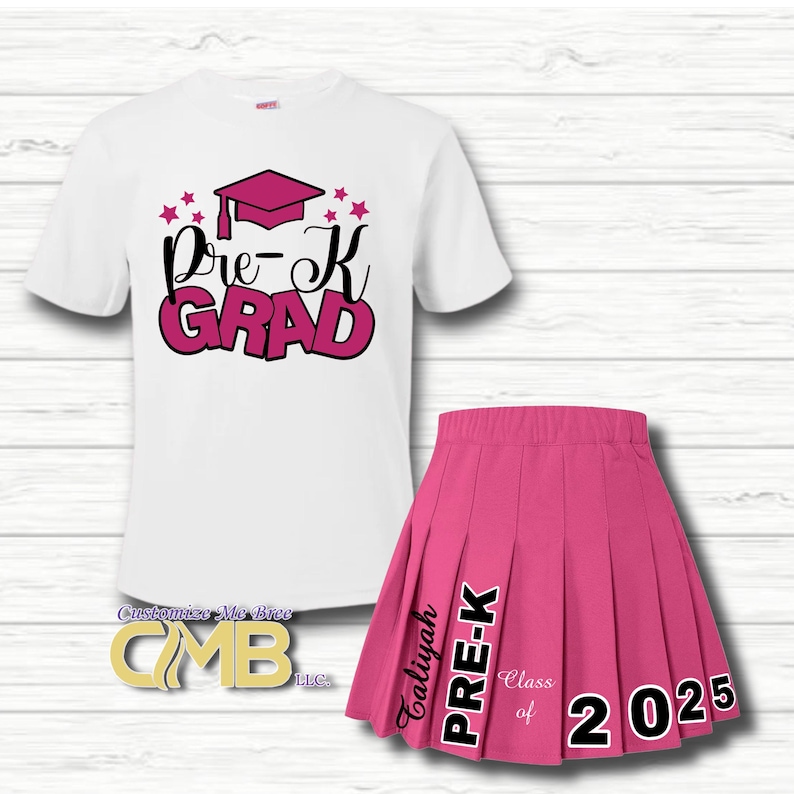 Class of 2025 Pre-k - 8th Grade Graduation Outfit/ Shirt and Skirt Set ...