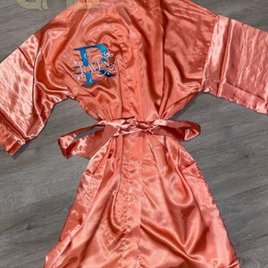 Monogram Embroidery Robe/ Split Monogram Robe/personalized Satin Robe ...