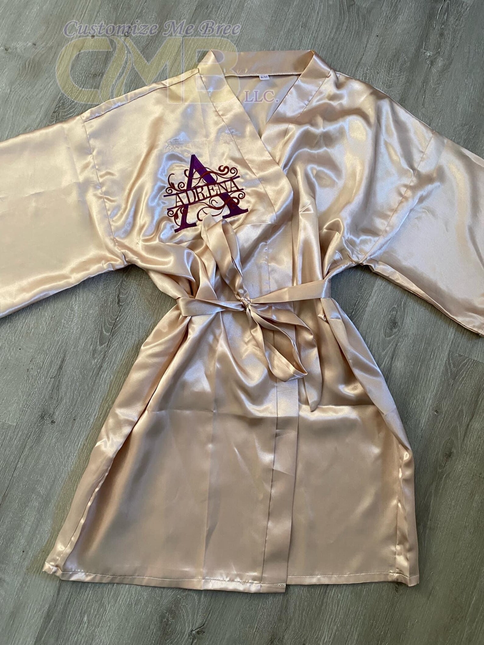 Monogrammed Satin Robe, Embroidered Initial Spa Loungewear - Etsy