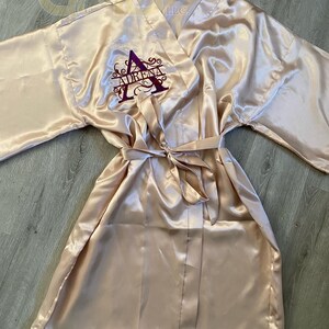 Monogram Embroidery Robe/ Split Monogram Robe/personalized Satin Robe ...